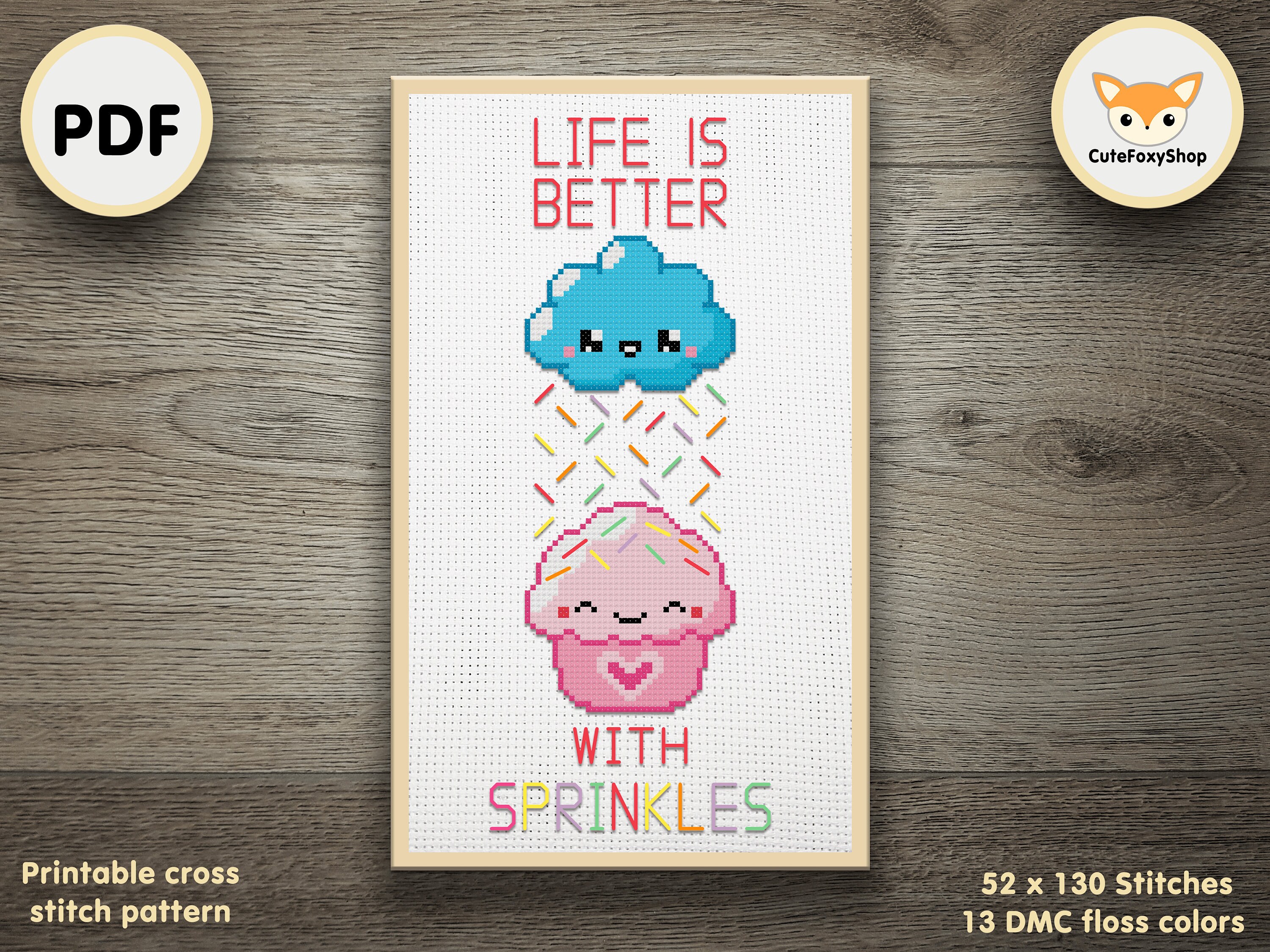 Life is Better With Sprinkles Modern Cross Stitch Pattern - Etsy