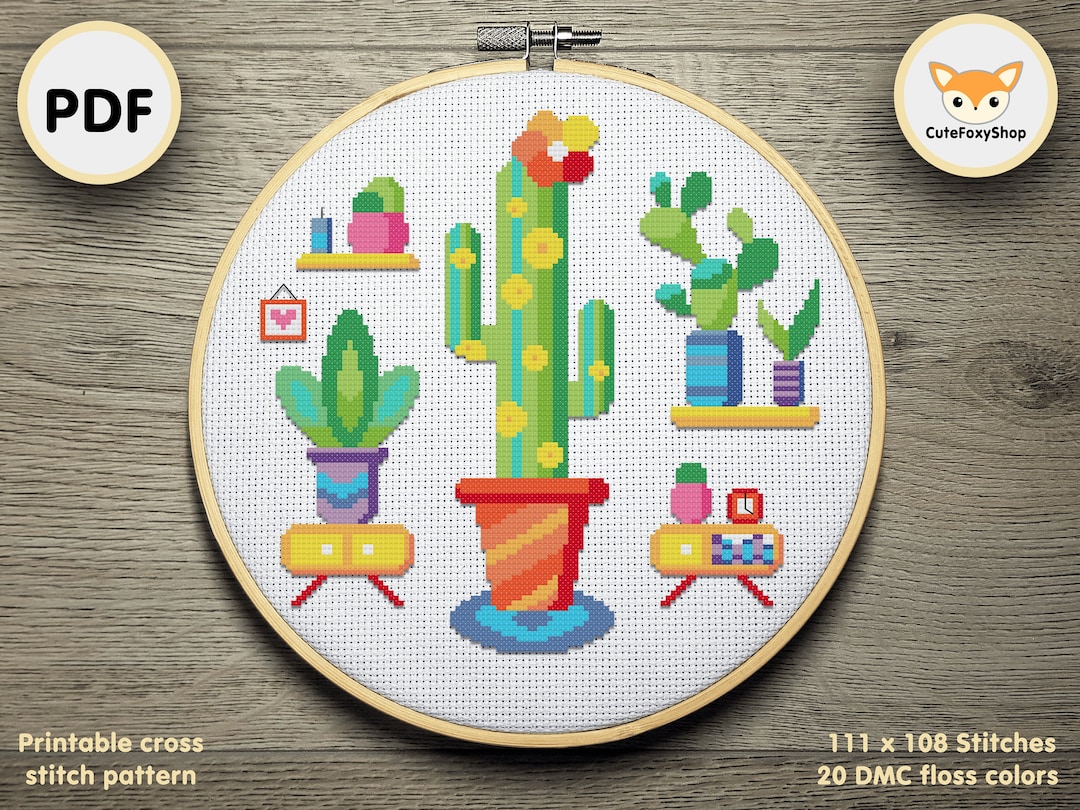 Cactus Modern Cross Stitch Pattern, Cactus and Plants Cross Stitch ...