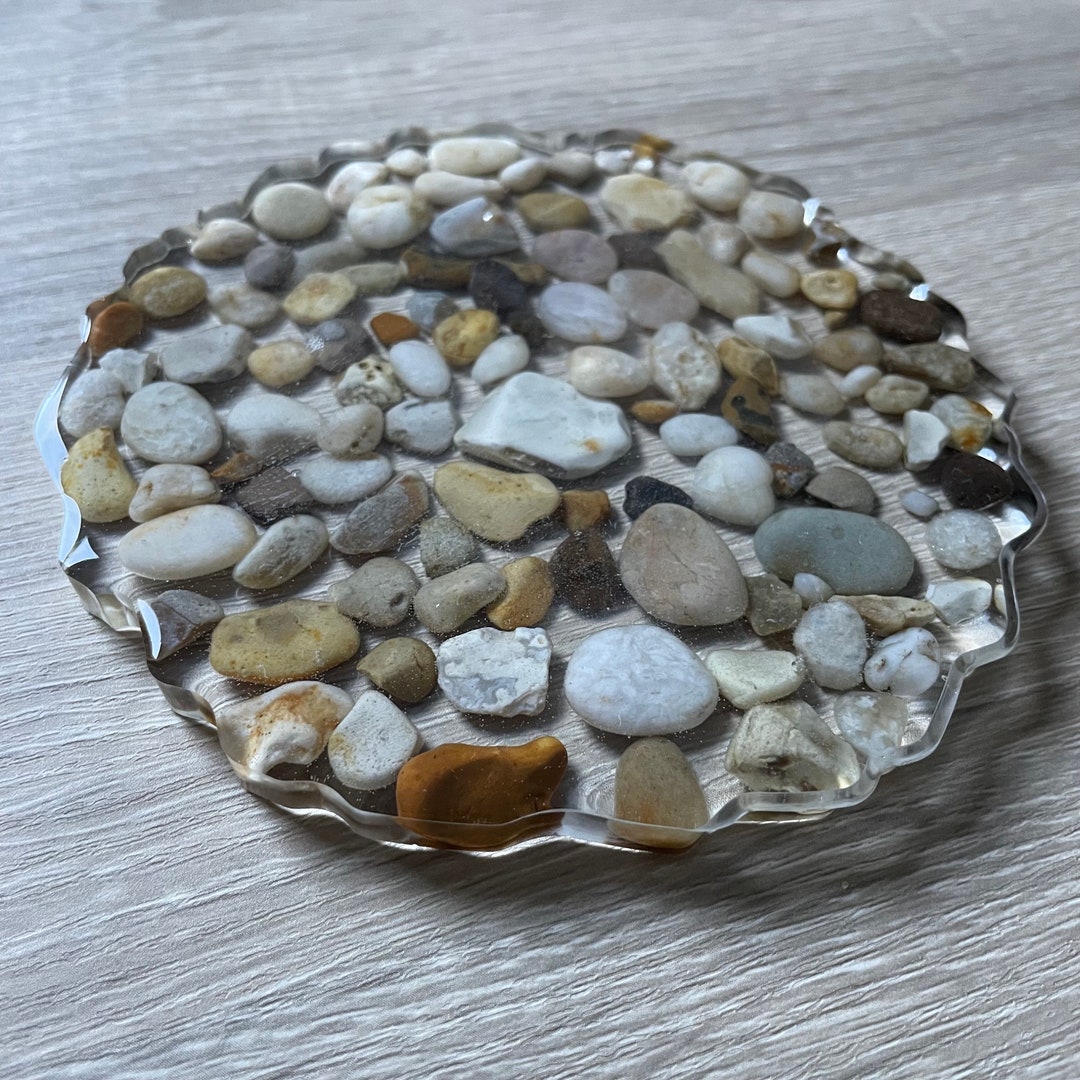 Large Resin Coaster Made With Real Stones - Etsy