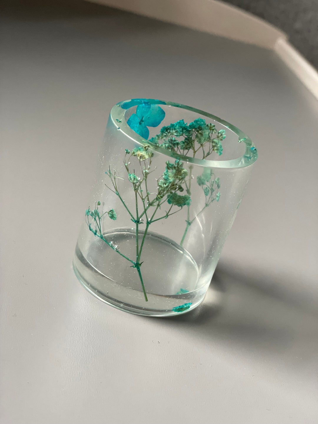 Real Blue Flower Tea Light Holder - Etsy