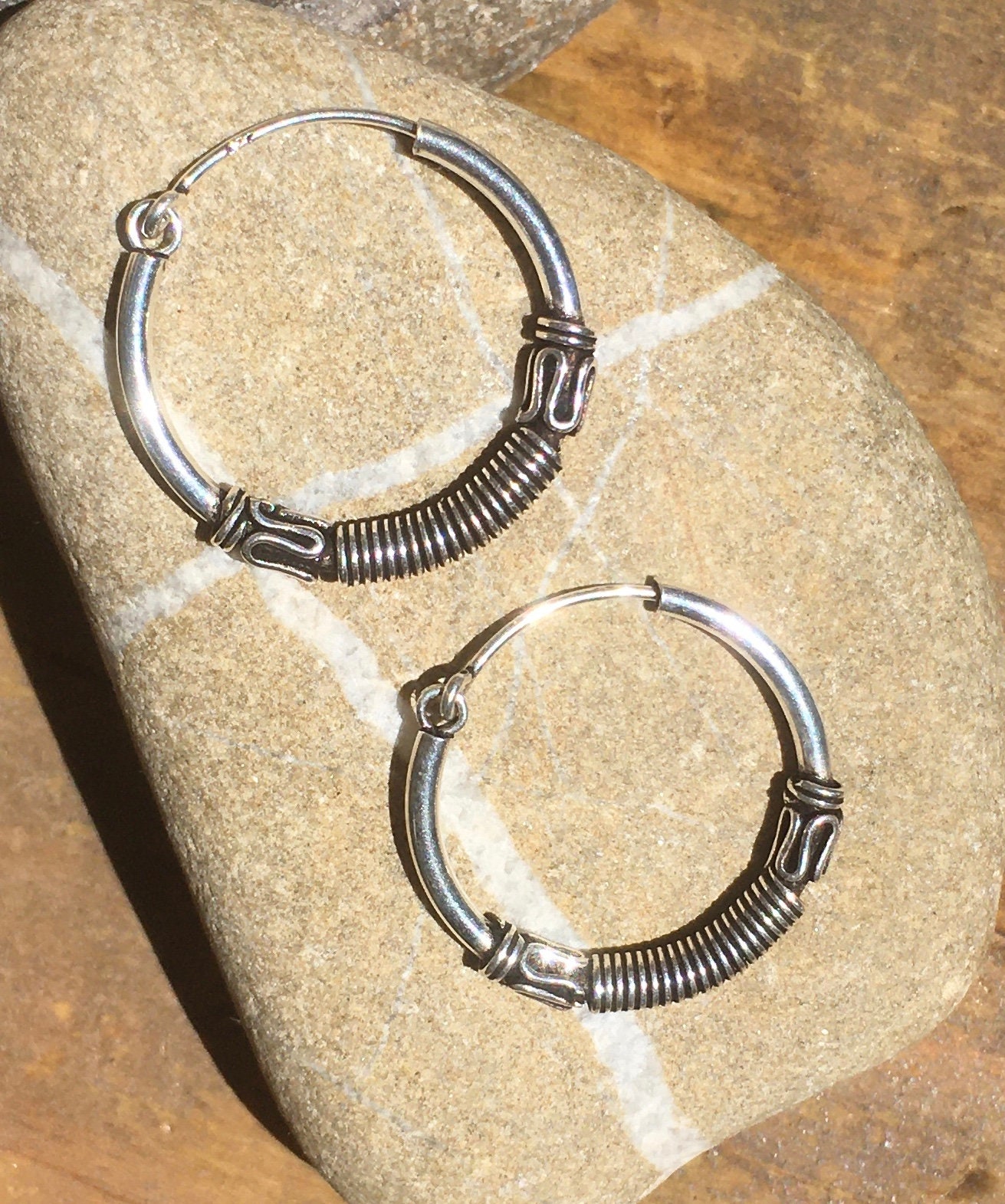 Creole Earrings With Solid Silver Patterns 925 - Etsy UK