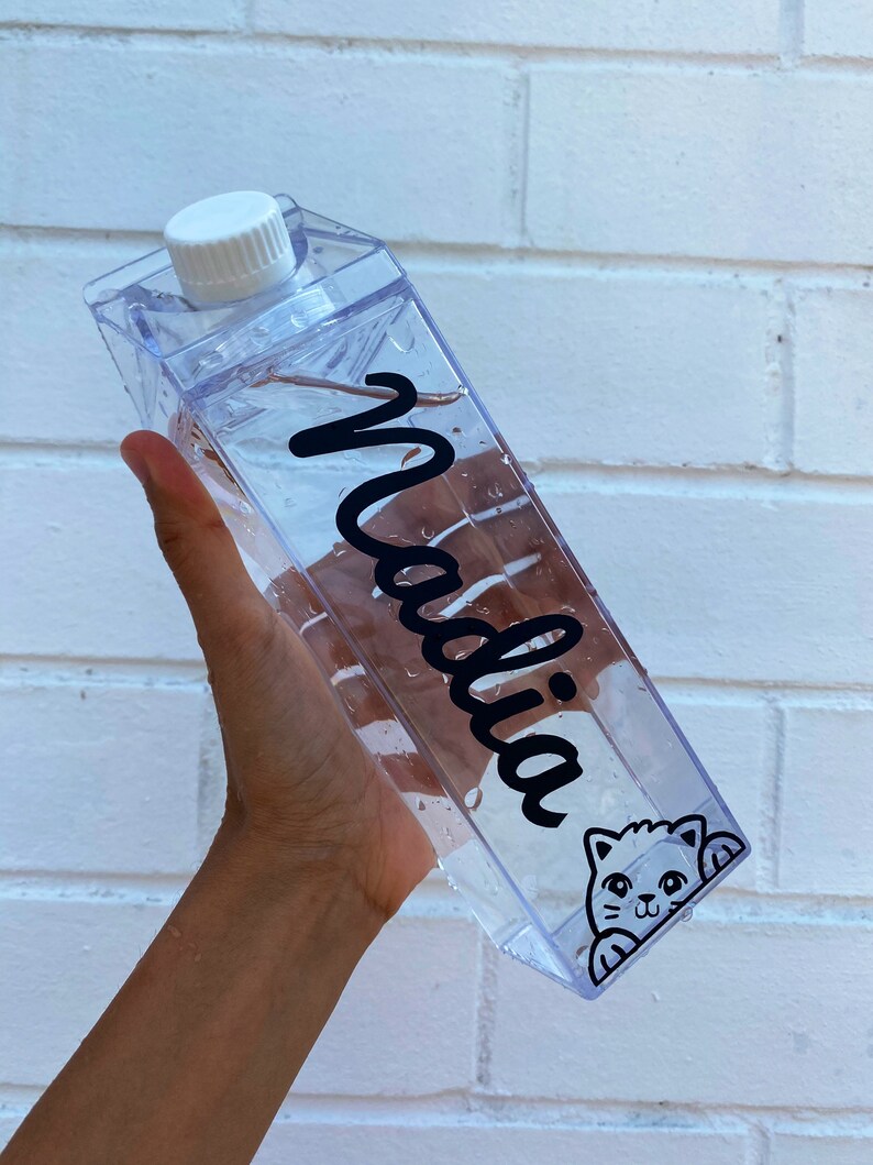 Personalised Milk Carton Acrylic Water Bottle Peek-a-boo Animal ...