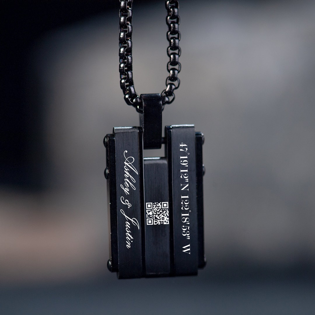 Qr Code Necklace,gift for Men Necklace,stainless Steel Necklace,gift ...