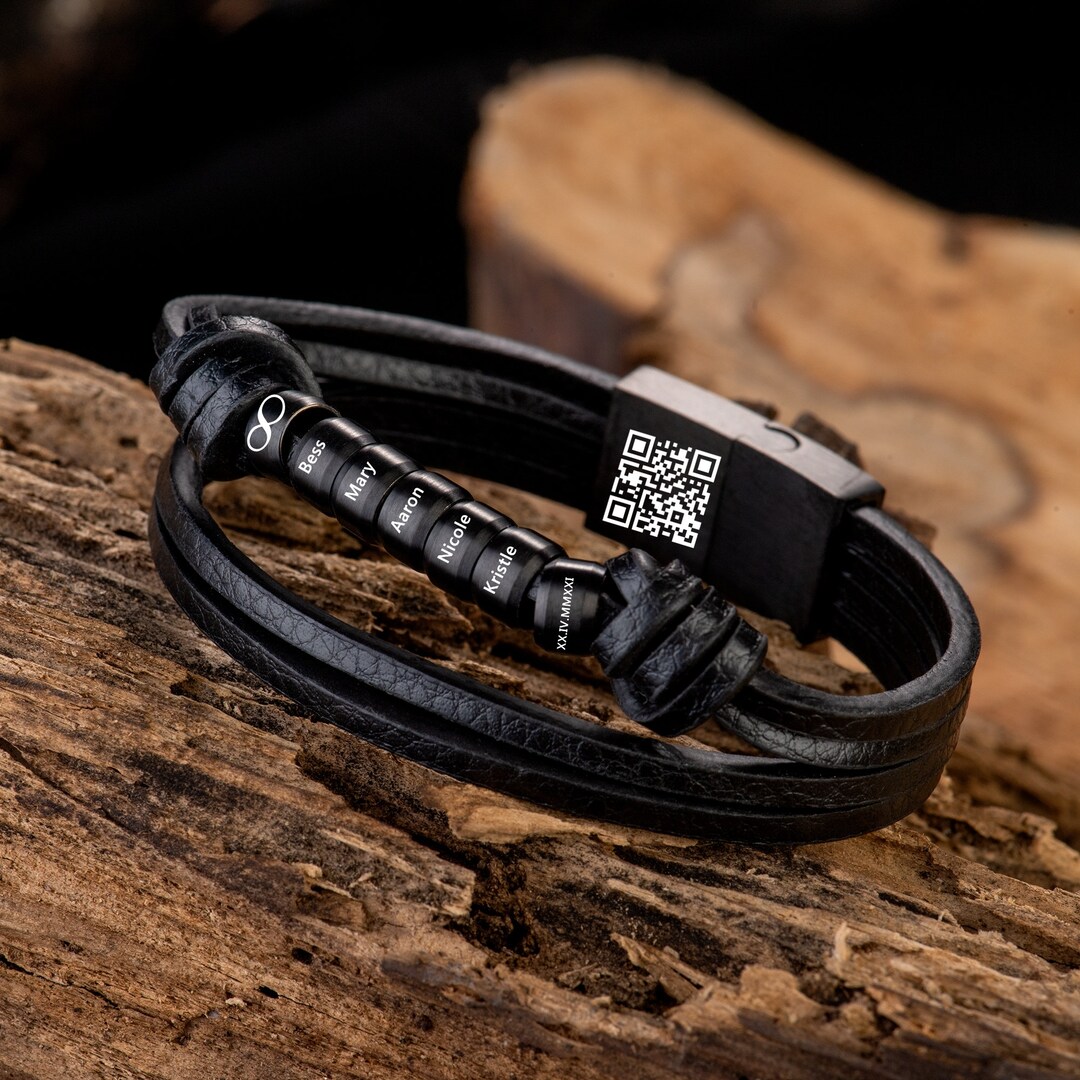 Qr Code Bracelet / Genuine Leather and Steel Bracelets / Hidden Message ...