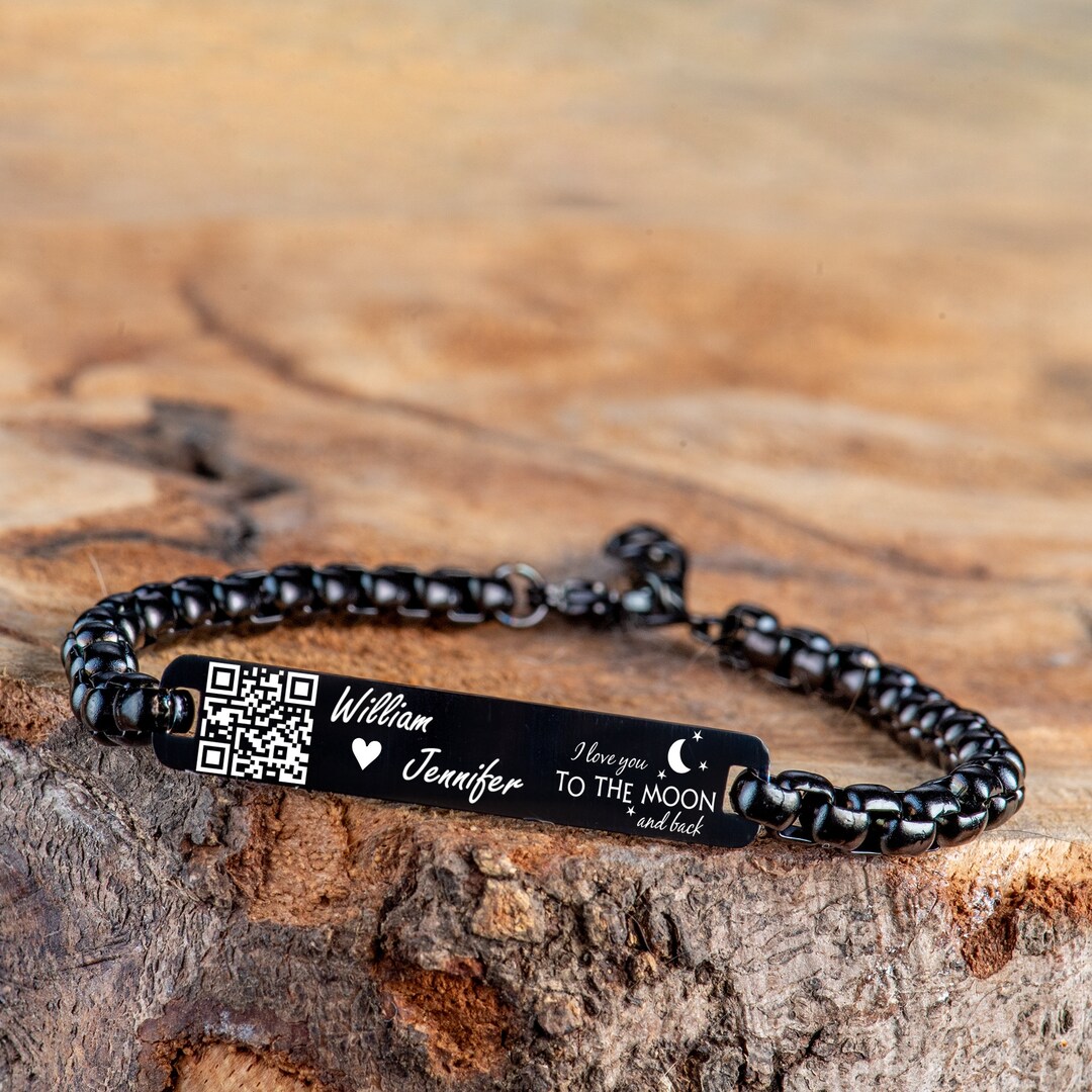 QR Code Engraved Bracelet: Personalized Hidden Message Gift - Etsy