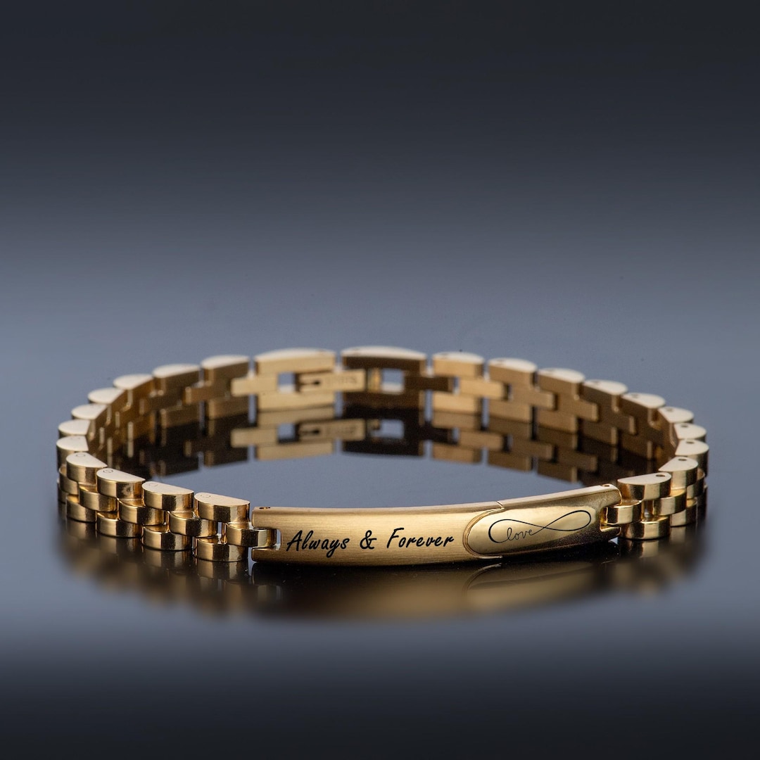 Personalized Gold Bracelet, Birthday Gift for Him,engraved Steel ...