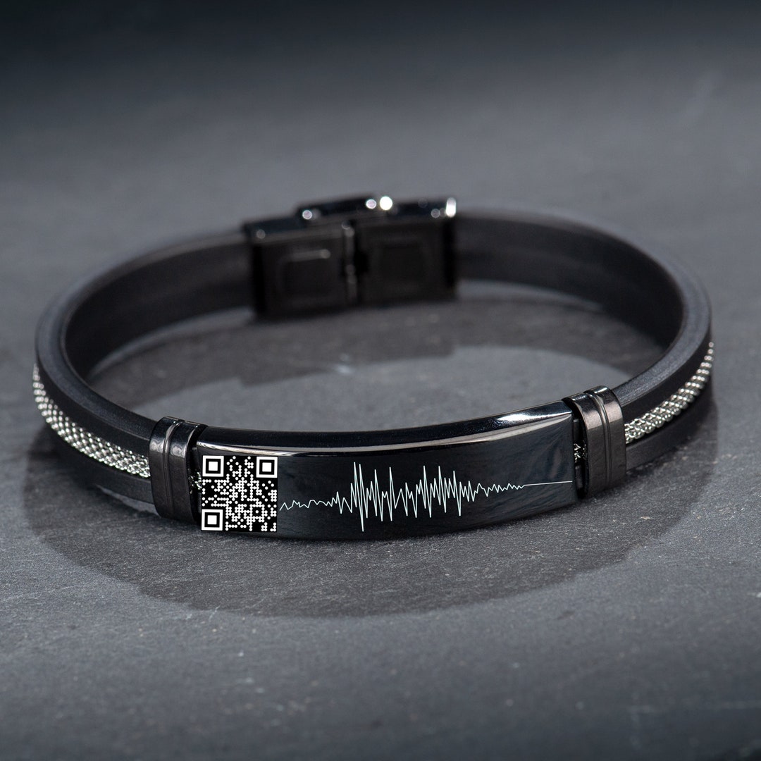 Personalized QR Code Bracelet, Stainless Steel, Custom Engraved Gift - Etsy