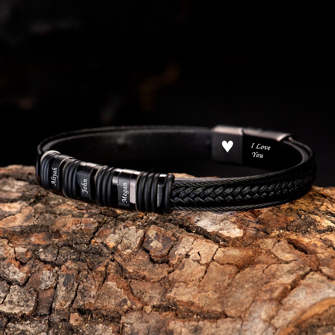 Personalized Men Bracelet, Custom Name Bracelet, Christmas Gift for Him ...