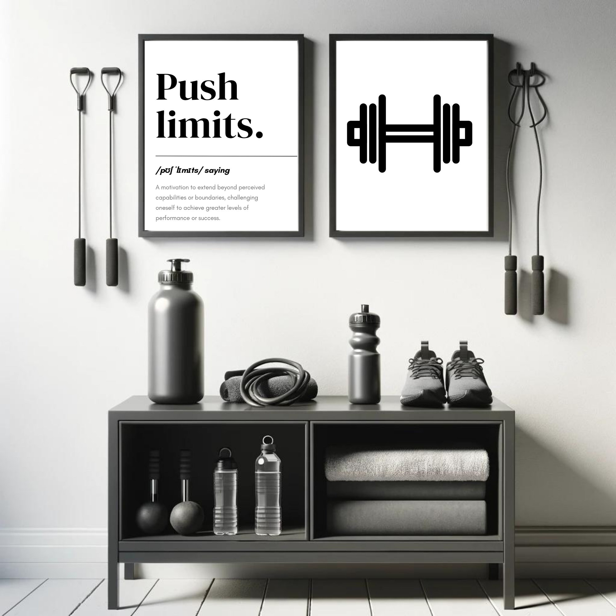 Home Gym Wall Art Set of 16, Fitness Art, Motivational Poster, Home Gym ...