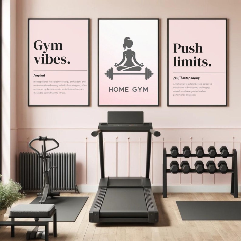Girl Home Gym Wall Art Set of 16 Download Fitness Art, Motivational ...