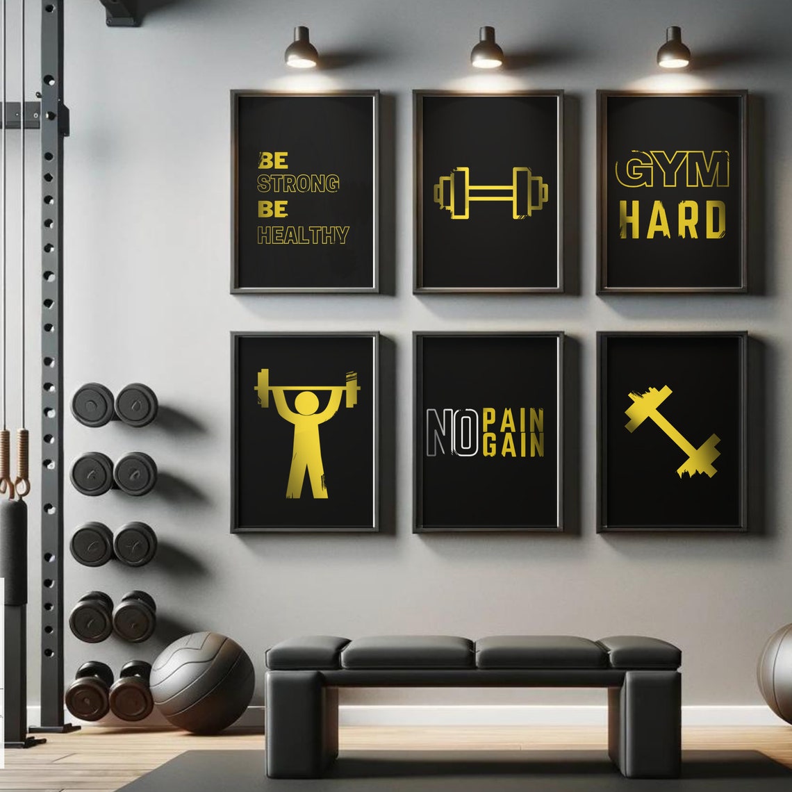 Fitness Gym Wall Set of 15 Printable, Fitness Art, Motivational Poster ...