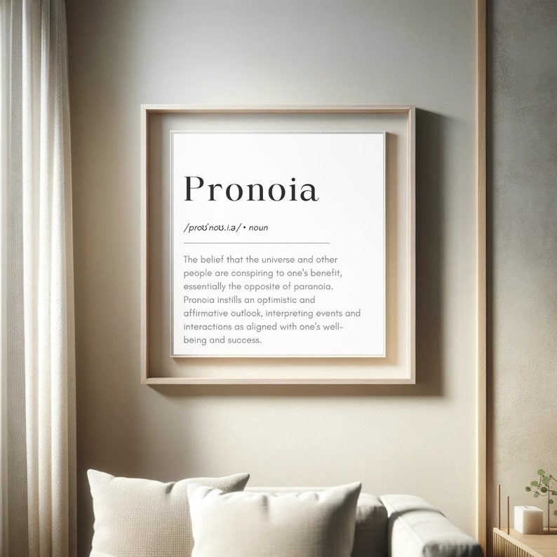 Pronoia Definition Set Wall Art, Positive Mindset, Inspirational Quotes ...