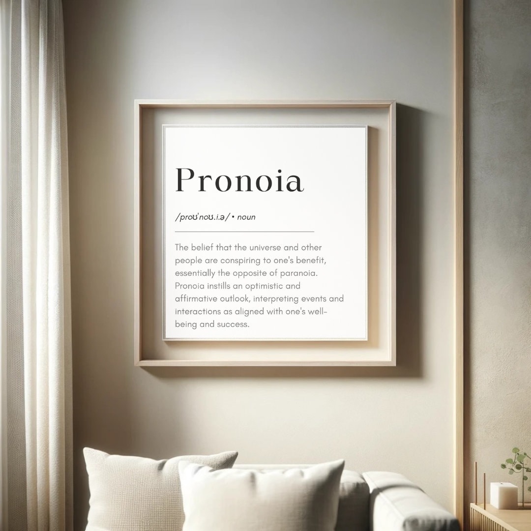 Pronoia Definition Set Wall Art, Positive Mindset, Inspirational Quotes ...
