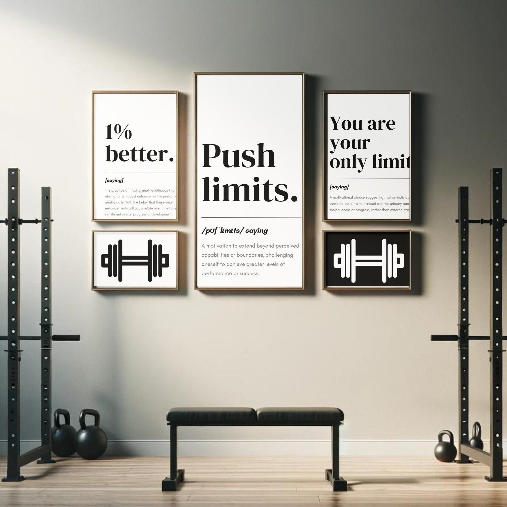 Home Gym Wall Art Set of 16, Fitness Art, Motivational Poster, Home Gym ...
