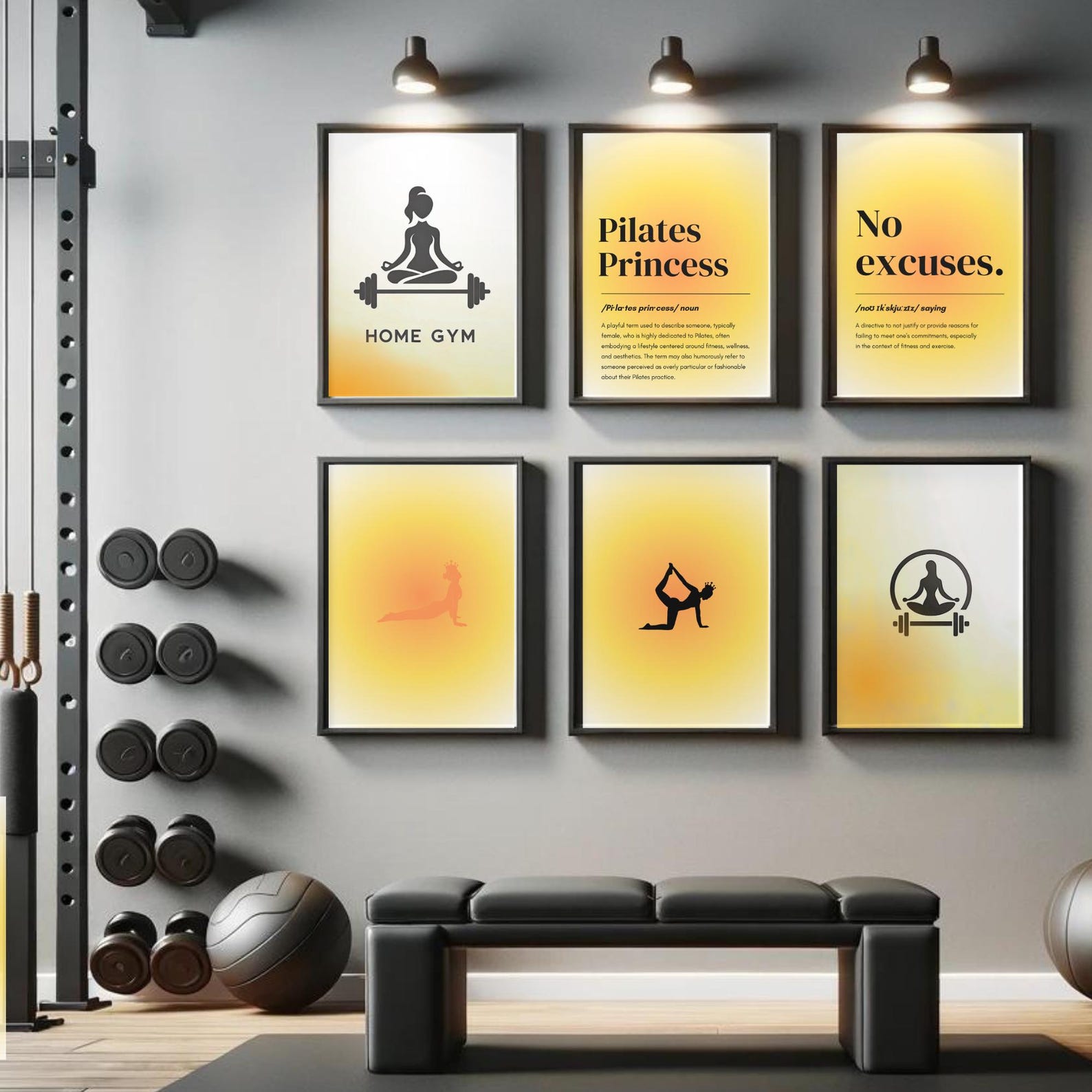 Home Gym Wall Art Set: Motivational Fitness Posters (digital Download ...