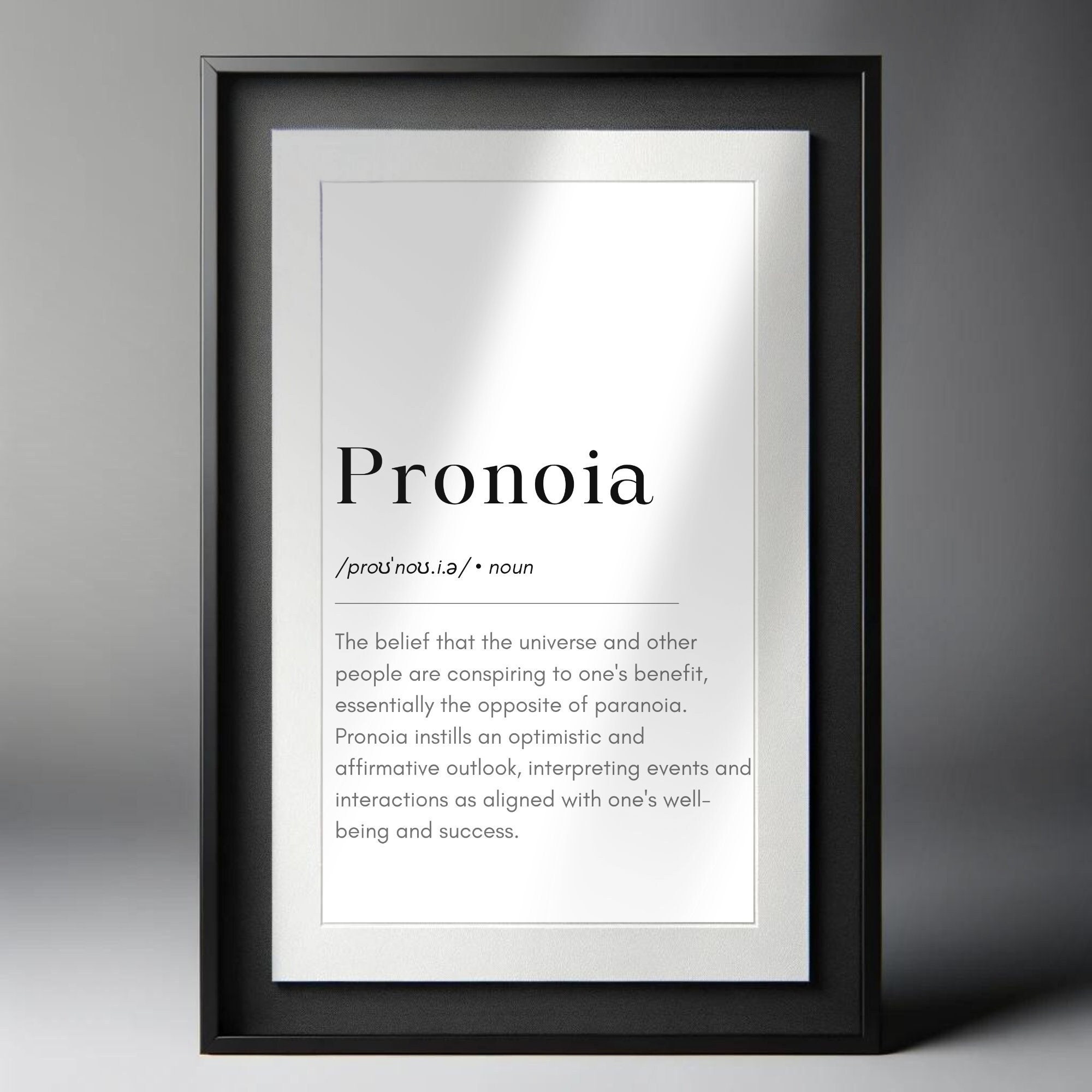 Pronoia Definition Set Wall Art, Positive Mindset, Inspirational Quotes ...