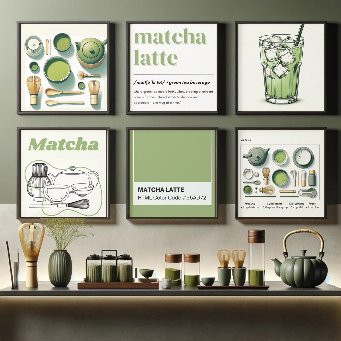 Japandi Matcha Tea Poster, Kitchen Poster, Digital Product, Print Wall ...