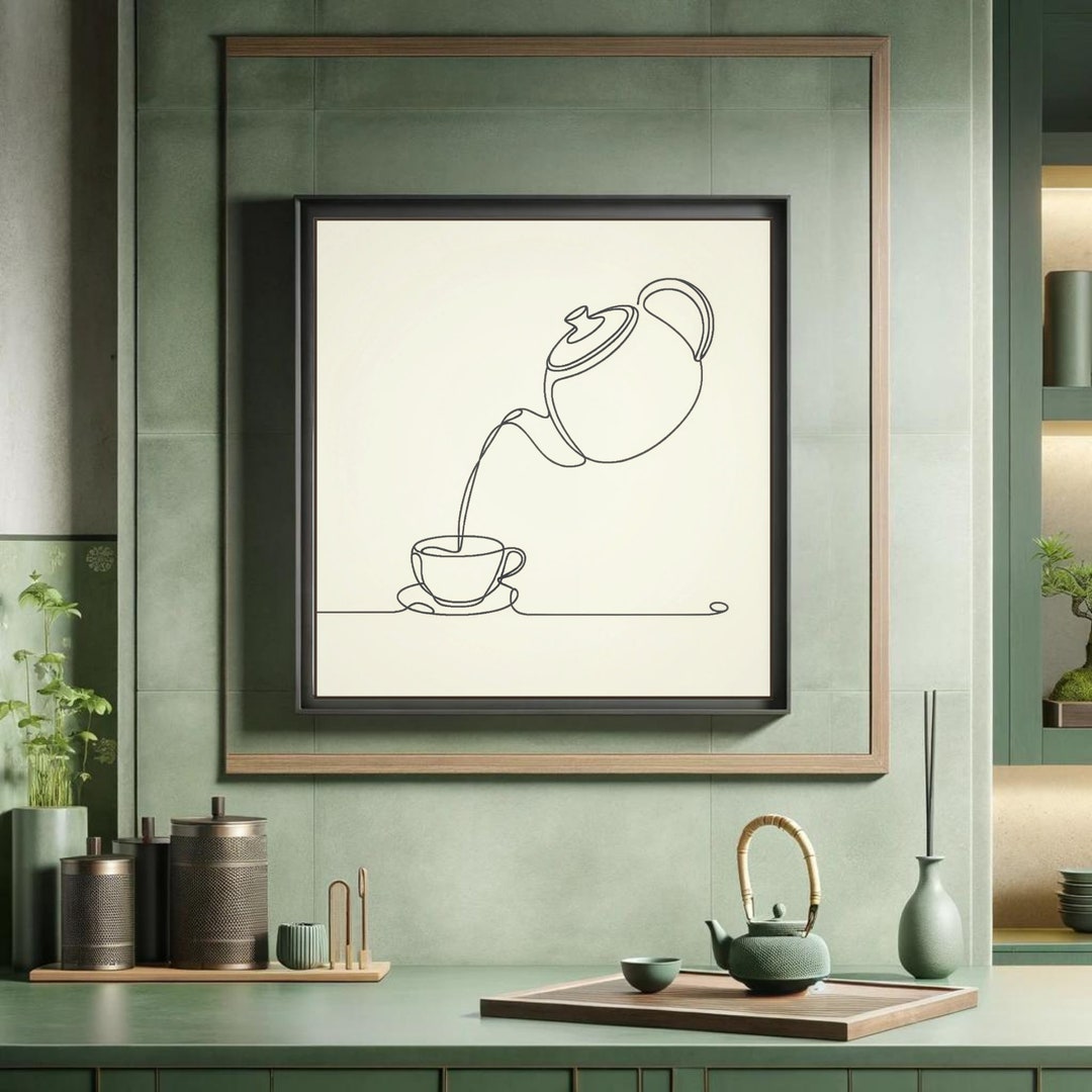 Printable Kitchen One Line Coffee Tea Poster, Minimalist Art, Kitchen ...