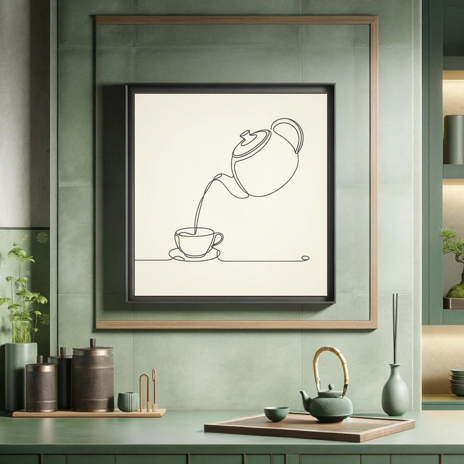 Printable Kitchen One Line Coffee Tea Poster, Minimalist Art, Kitchen ...