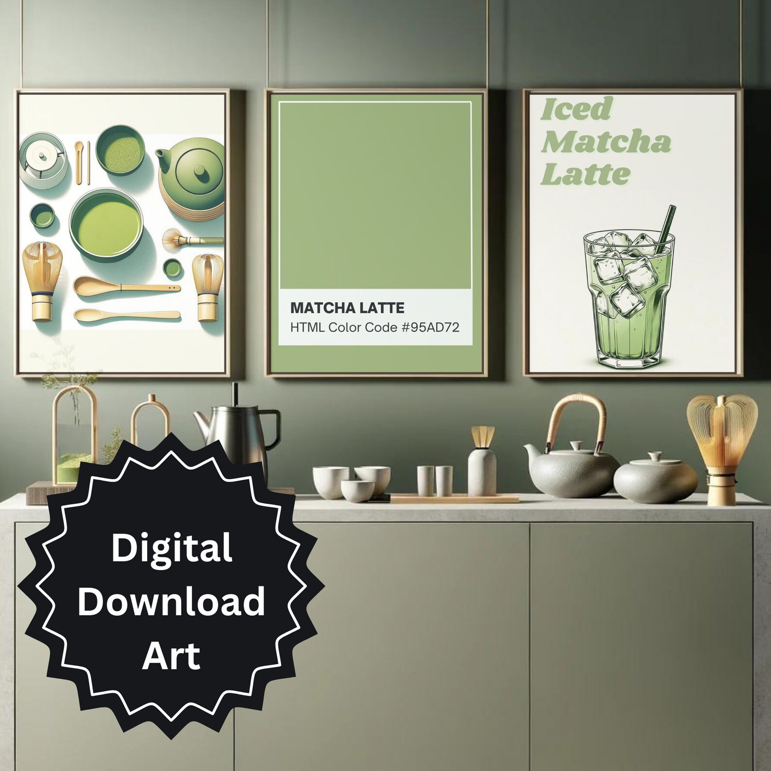 Japandi Matcha Tea Poster, Kitchen Poster, Digital Product, Print Wall ...