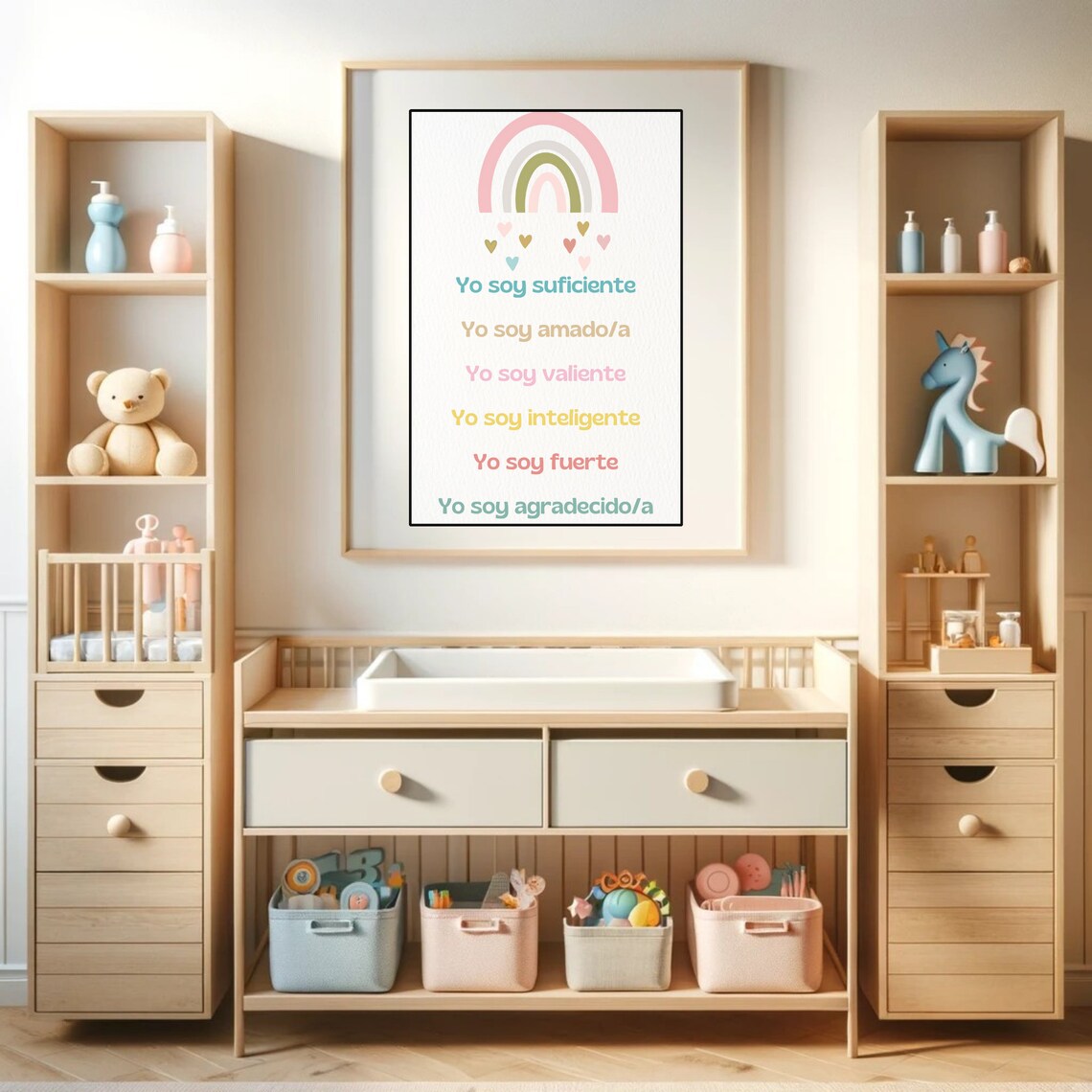 Arte Mural De Afirmaciones, Niños, Yo Soy Amado Valiente Suficiente, Arte Inspiracional La Pared ...
