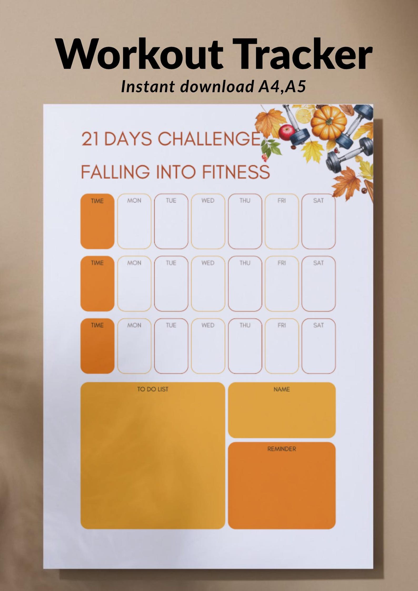 21-day Fall Pilates Planner: Workout Tracker Printable (A4/A5 Digital ...