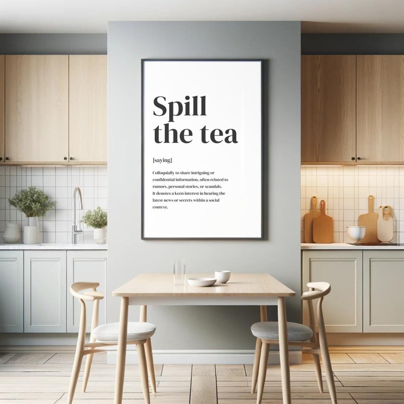 Spill the Tea Poster, Kitchen Poster, Digital Product, Print Wall Art ...