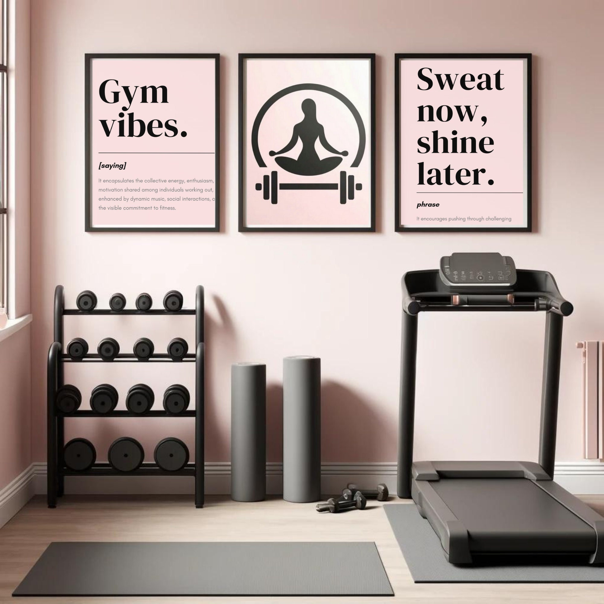 Girl Home Gym Wall Art Set of 16 Download Fitness Art, Motivational ...
