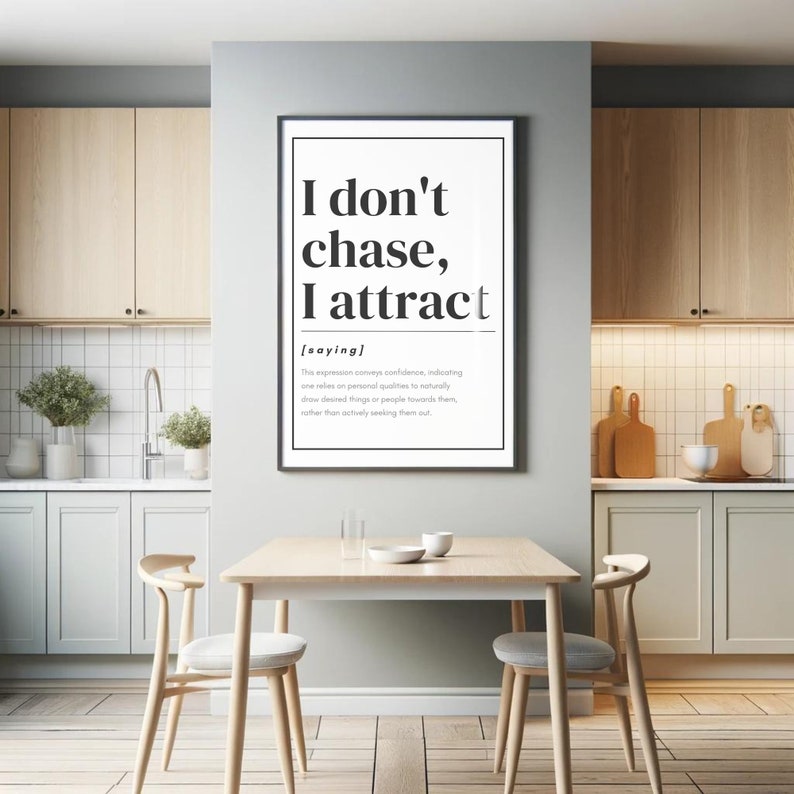 I Don't Chase I Attract Definition Print Set of 3 Printable Wall Decor Gifts Minimalist Decor ...