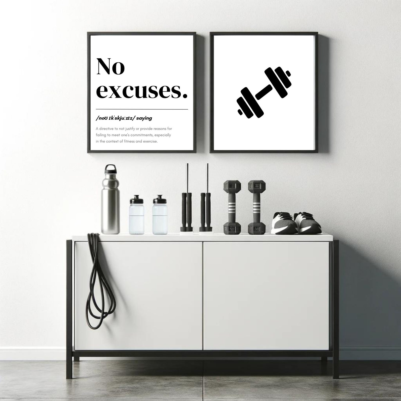 Home Gym Wall Art Set of 16, Fitness Art, Motivational Poster, Home Gym ...