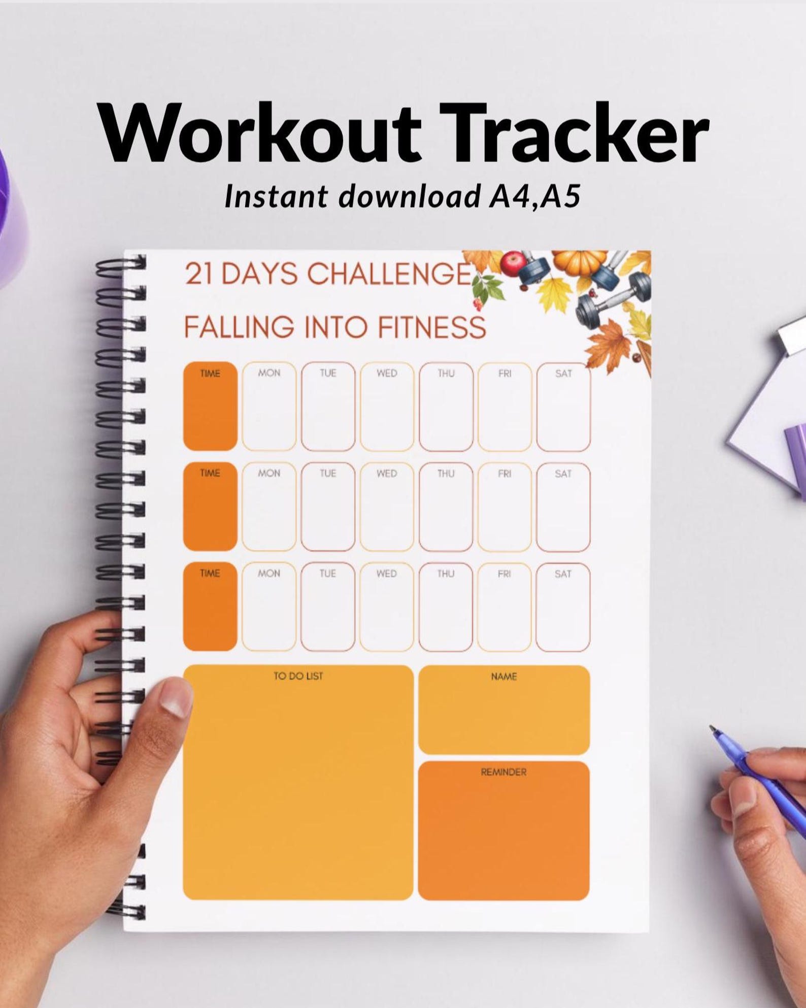 21-day Fall Pilates Planner: Workout Tracker Printable (A4/A5 Digital ...