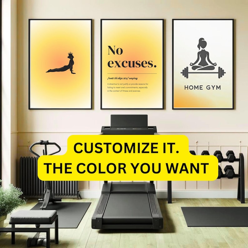 Home Gym Wall Art Set: Motivational Fitness Posters (digital Download ...