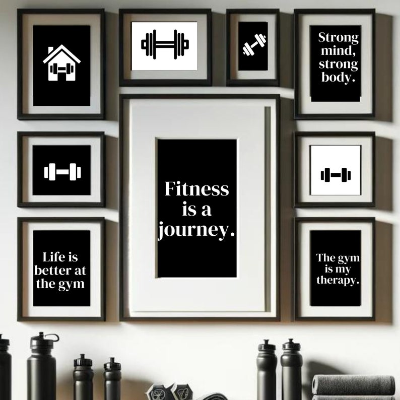 Home Gym Wall Art Set of 20, Fitness Art, Motivational Poster, Home Gym ...