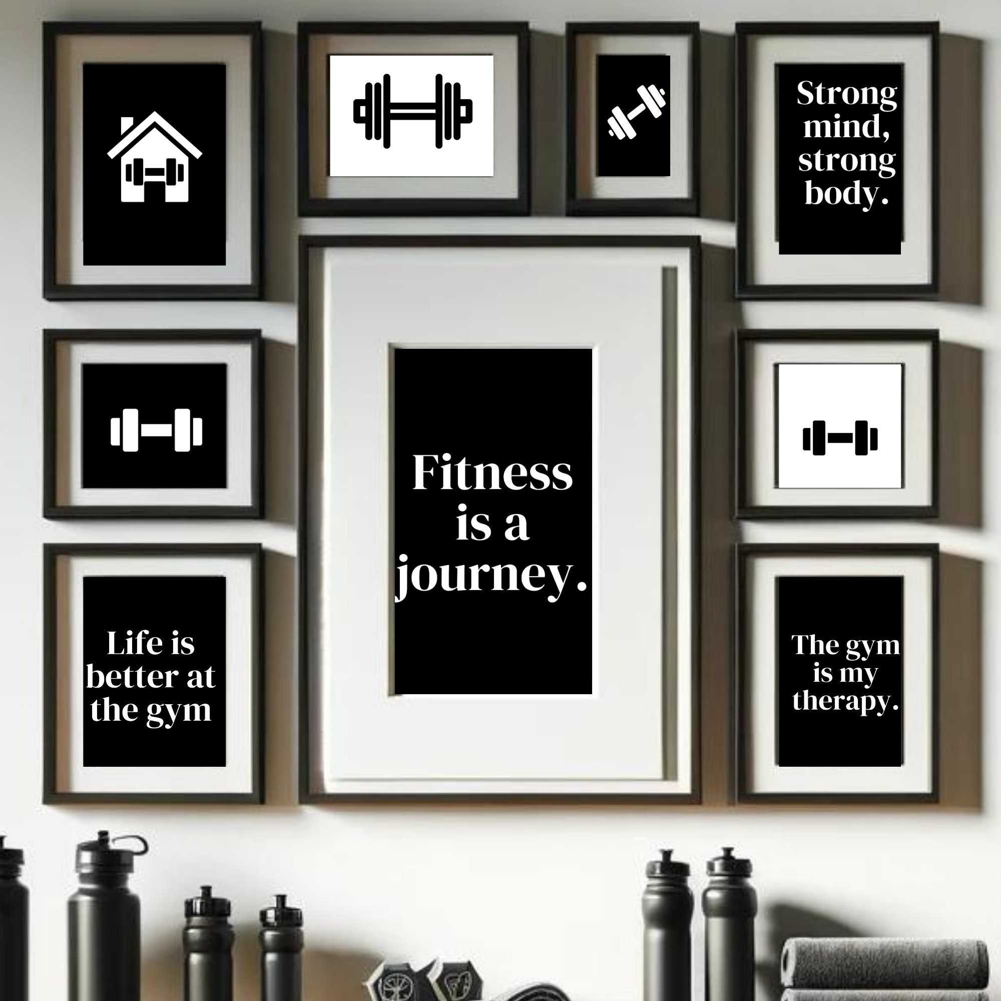 Home Gym Wall Art Set of 20, Fitness Art, Motivational Poster, Home Gym ...