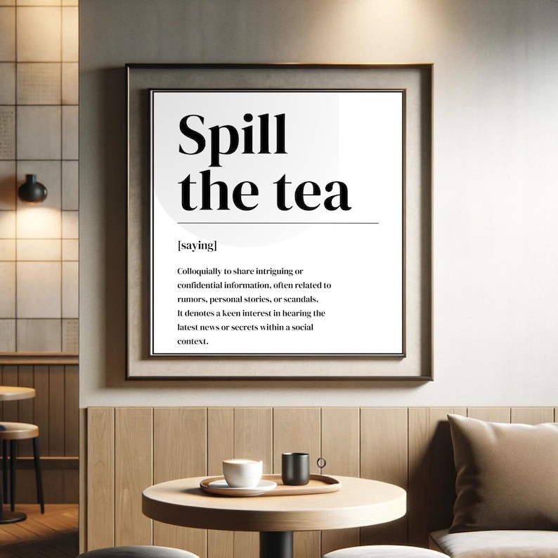 Spill the Tea Poster, Kitchen Poster, Digital Product, Print Wall Art ...