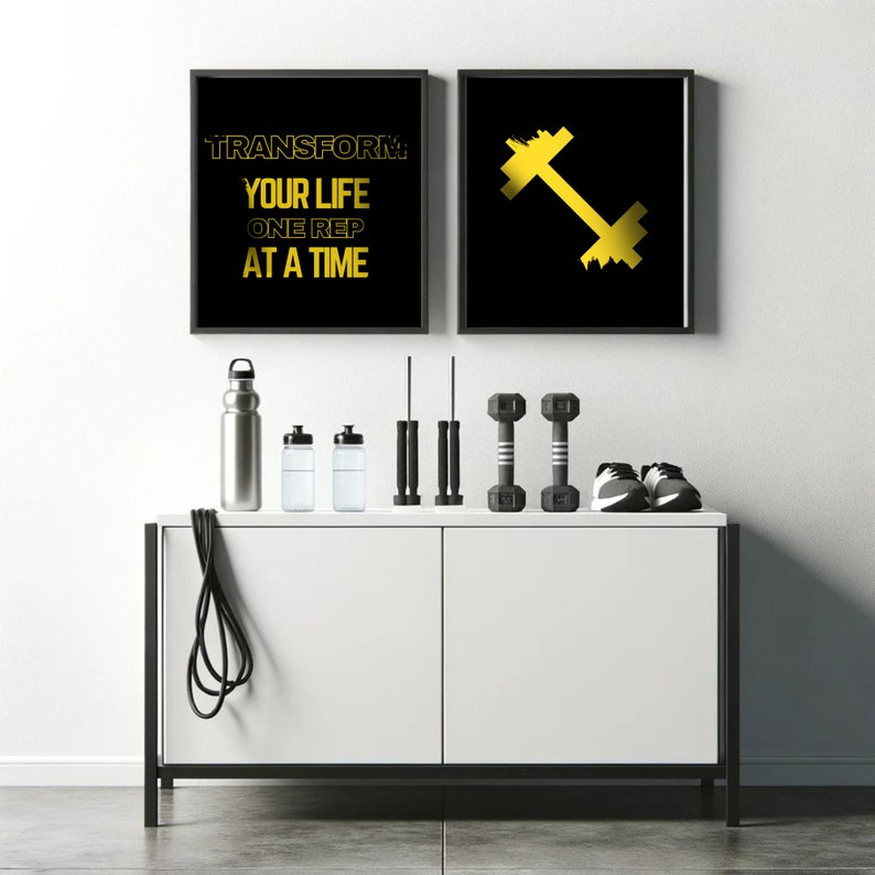 Fitness Gym Wall Set of 15 Bundle, Fitness Art, Motivational Poster ...