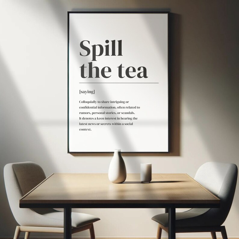 Spill the Tea Poster, Kitchen Poster, Digital Product, Print Wall Art ...