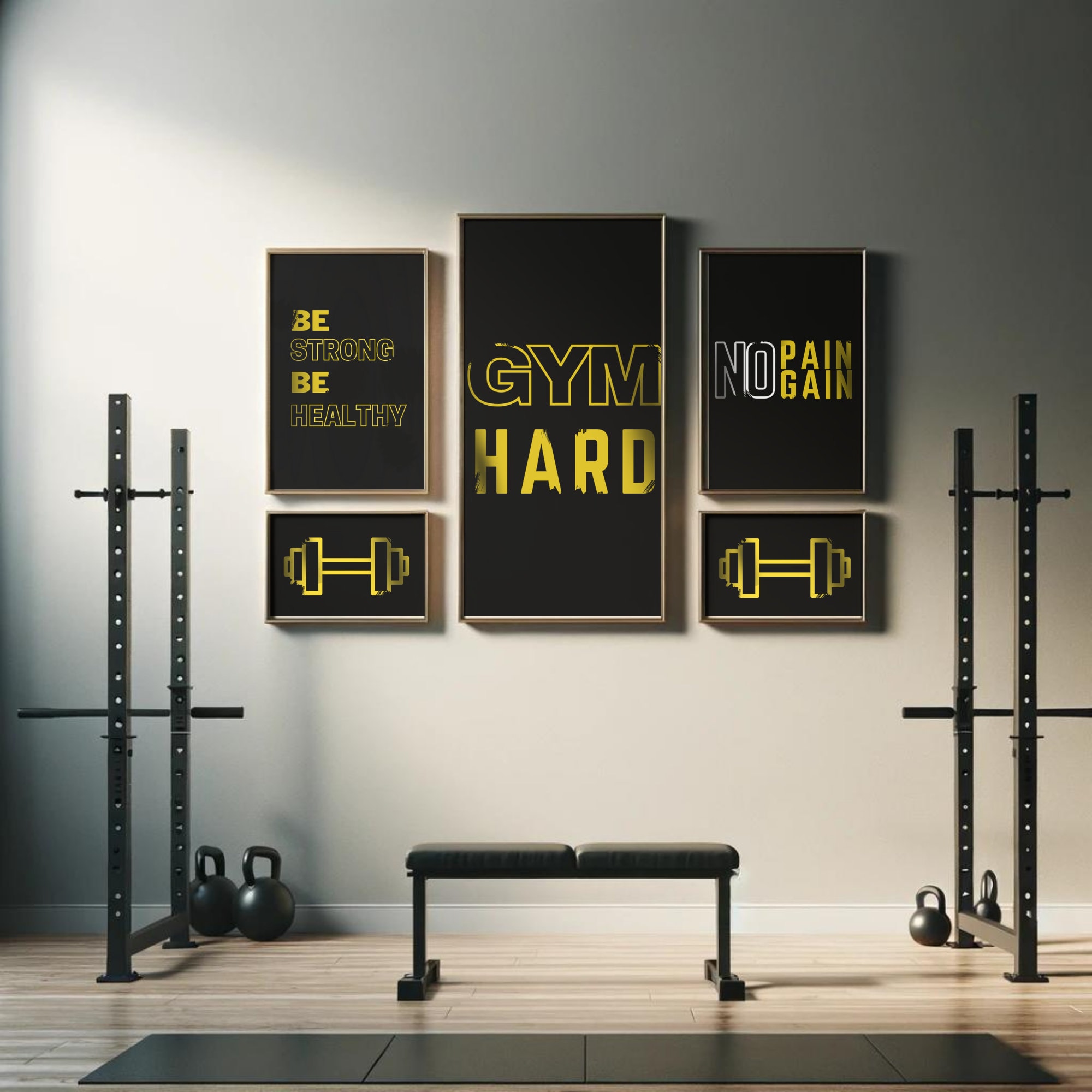 Fitness Gym Wall Set of 15 Printable, Fitness Art, Motivational Poster ...