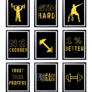 Fitness Gym Wall Art Set: 15+ Motivational Workout Posters (digital ...