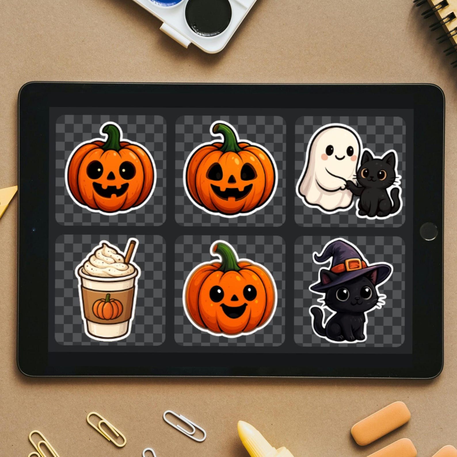 Halloween Sticker Bundle: 6 Fall PNG Clipart - Planner, Scrapbook - Etsy