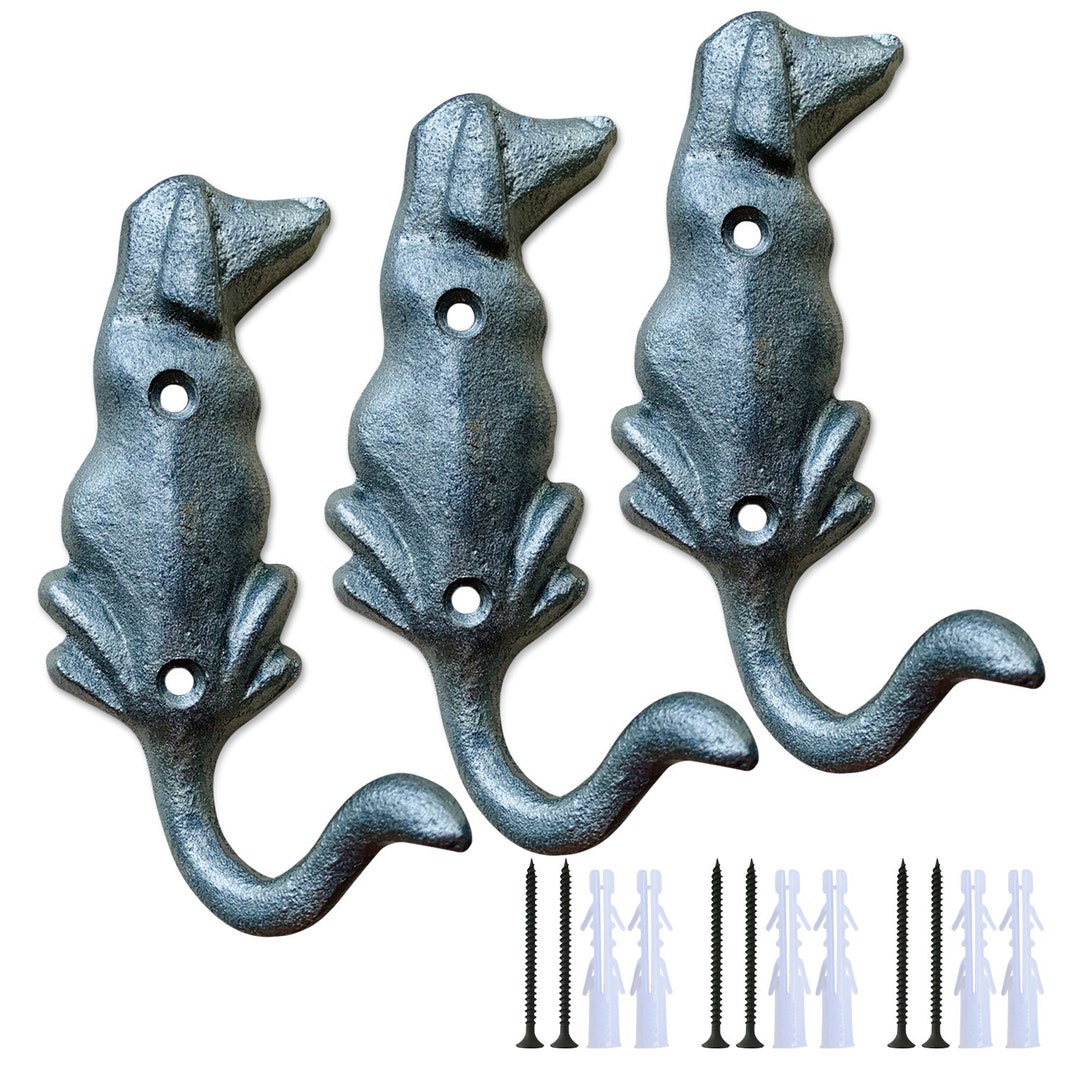 Cast Iron, Dog Wall Hooks , Set of 3, Rustic Hooks, Wall Hooks, Gift ...