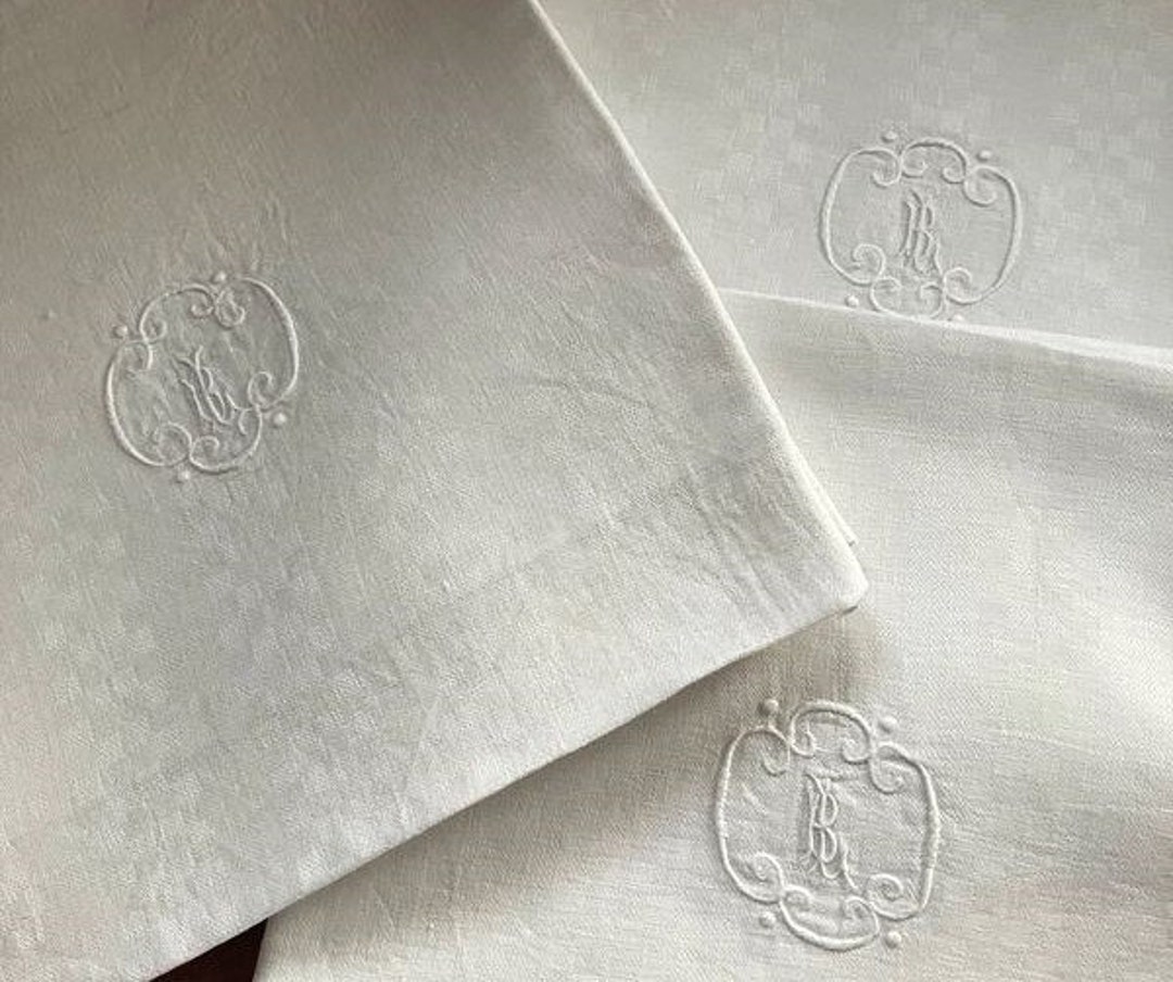 Vintage French Serviettes S/6 Monogrammed L B - Etsy