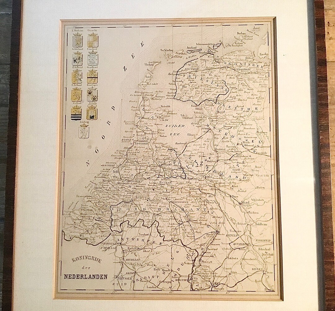 Antique Framed Map of the Netherlands 1920's - Etsy