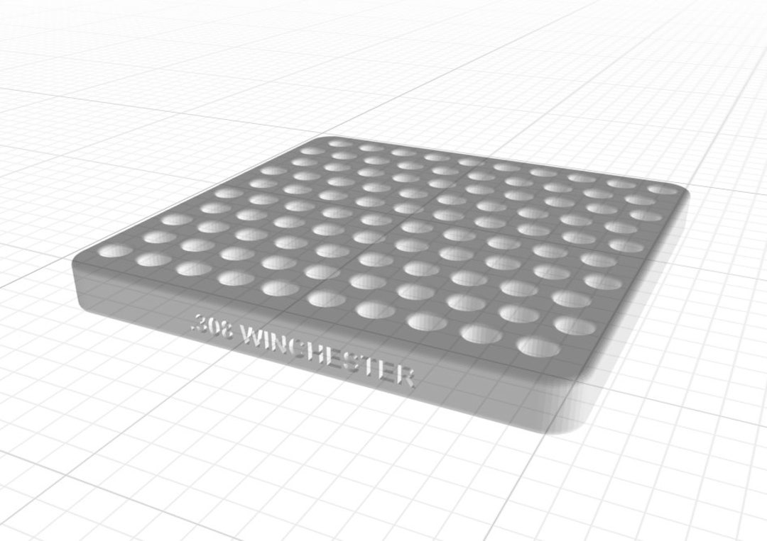 308 Winchester Reloading Block .STL File for .308, Has 100 Spaces ...