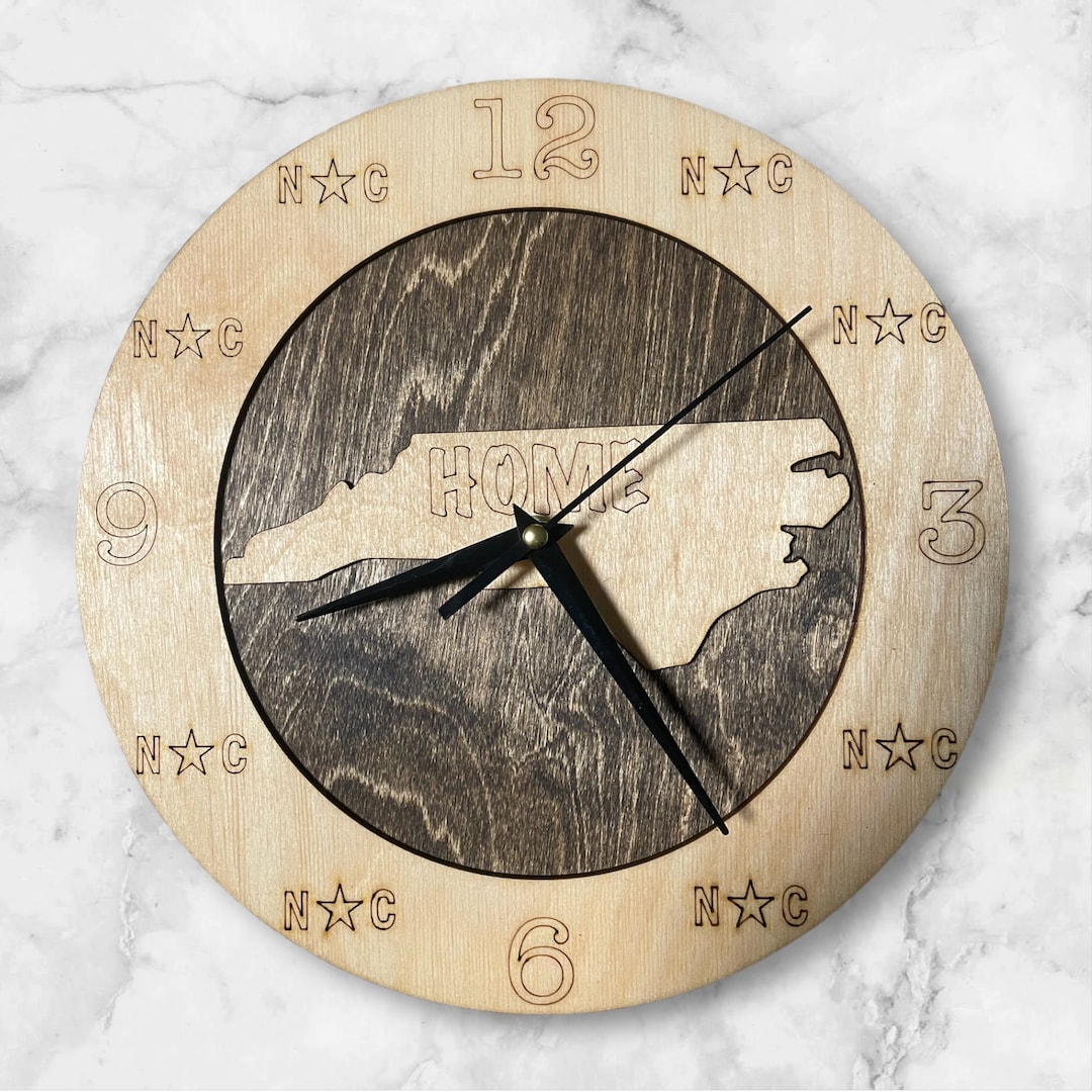 Wall Clock, North Carolina Unique Home Decor for Any Room, State Wall ...