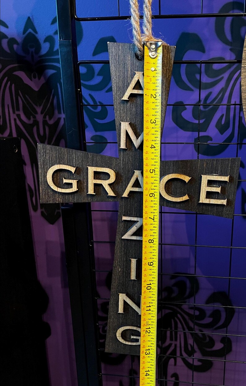 Amazing Grace Cross Door Hanger, Laser Cut Wood Welcome Sign - Etsy