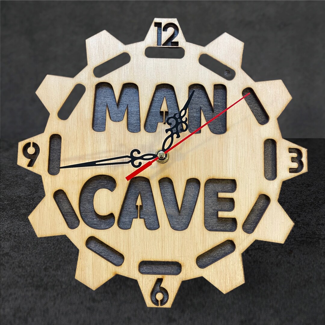 Rustic Clock. Wall Mounted Man Cave Decor for His Space, NEW Gift for ...