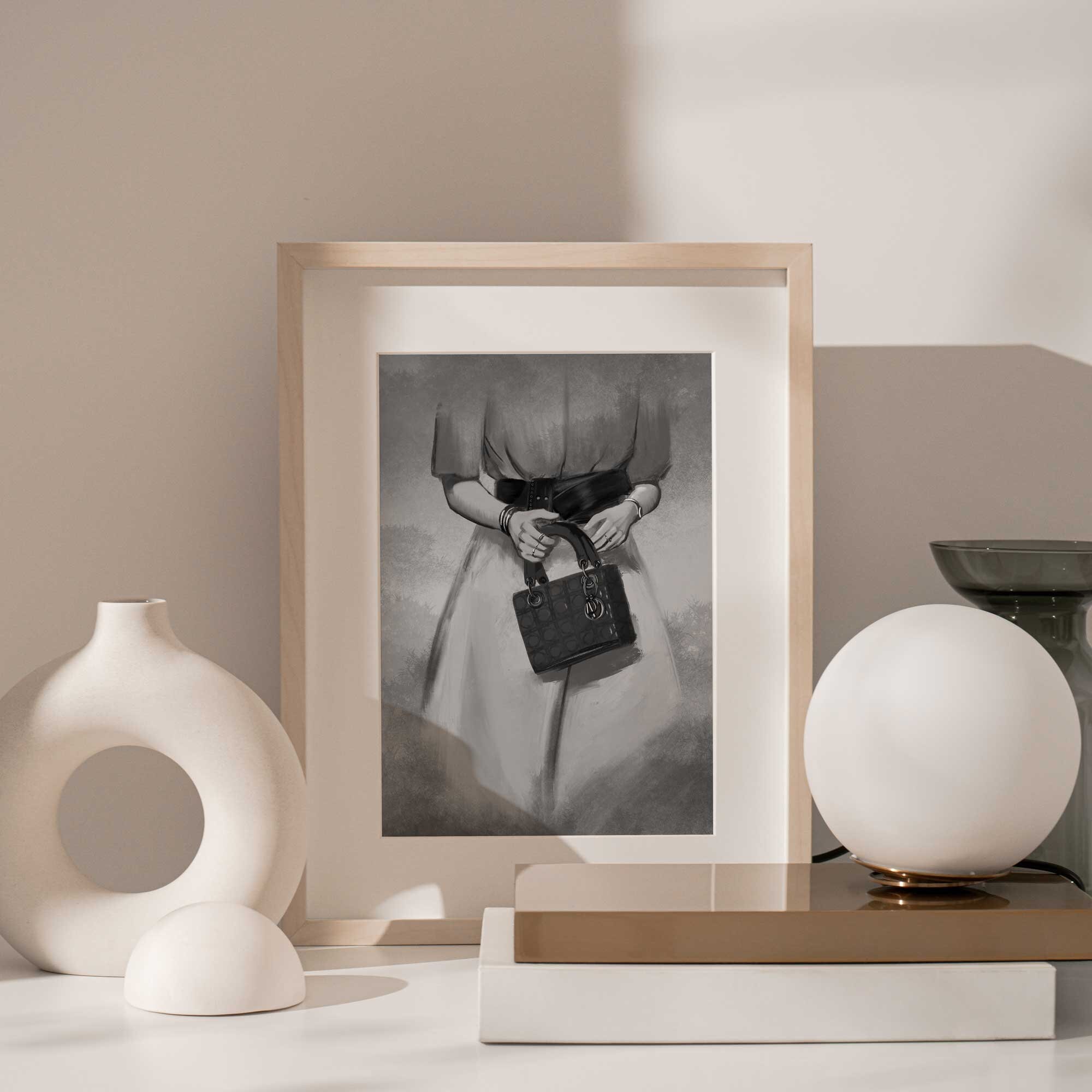 Iconic Handbag Art Print, Iconic Handbag Black and White Wall Art ...