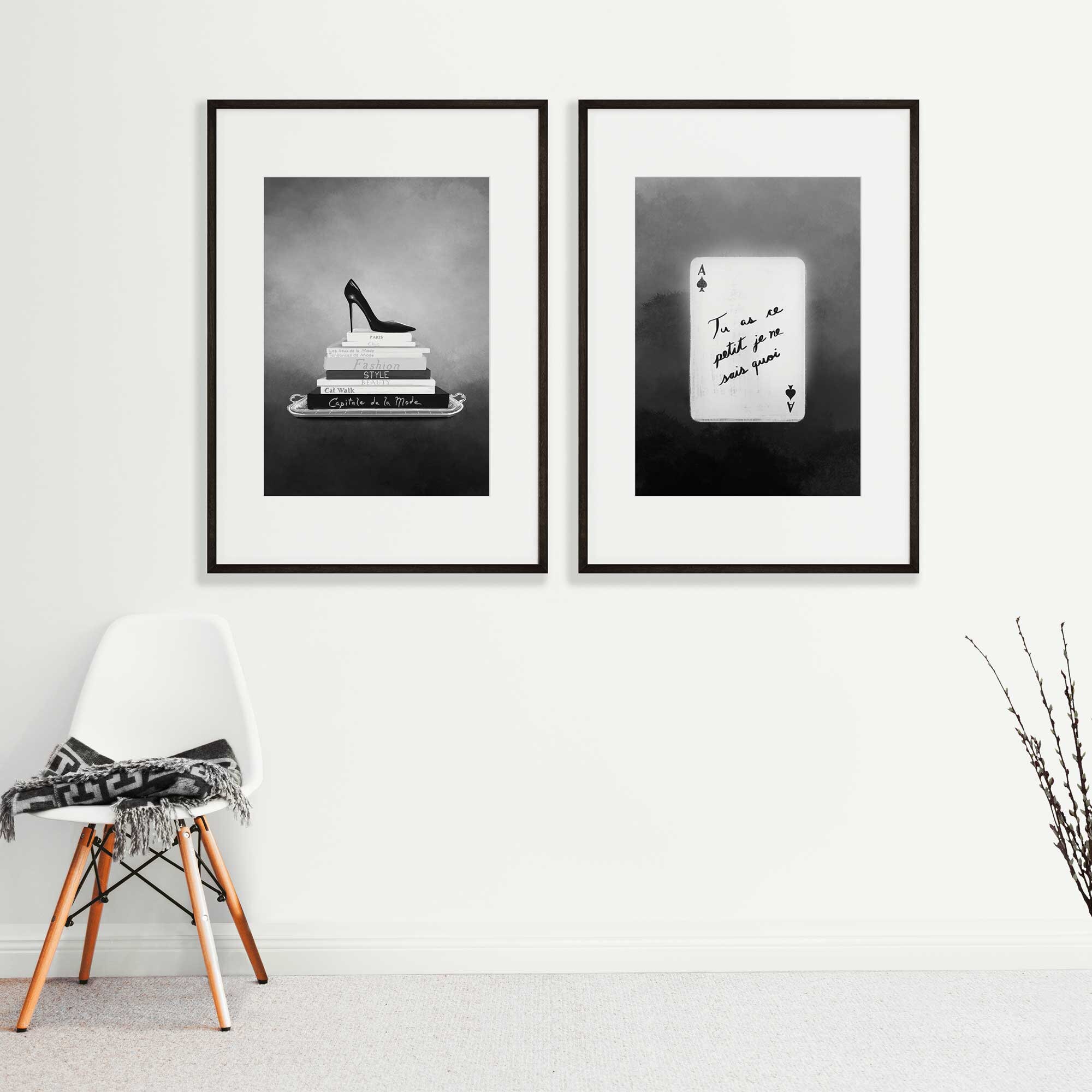 Set of 2 Luxury Dressing Room Art Prints, Fashion Book Stack Poster ...