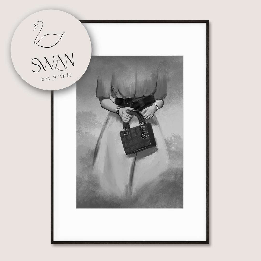 Iconic Handbag Art Print, Iconic Handbag Black and White Wall Art ...